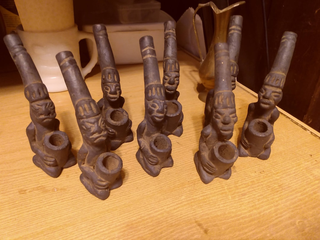 8 Vintage Mayan Effigy Ceremonial Clay Pipes 1970's - Etsy