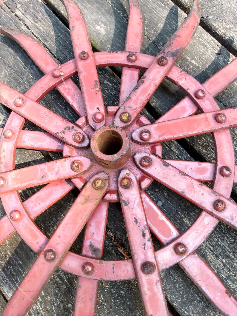 Antique Industrial Farm Rotary Hoe Blade Tiller Wheel Steampunk Iron ...