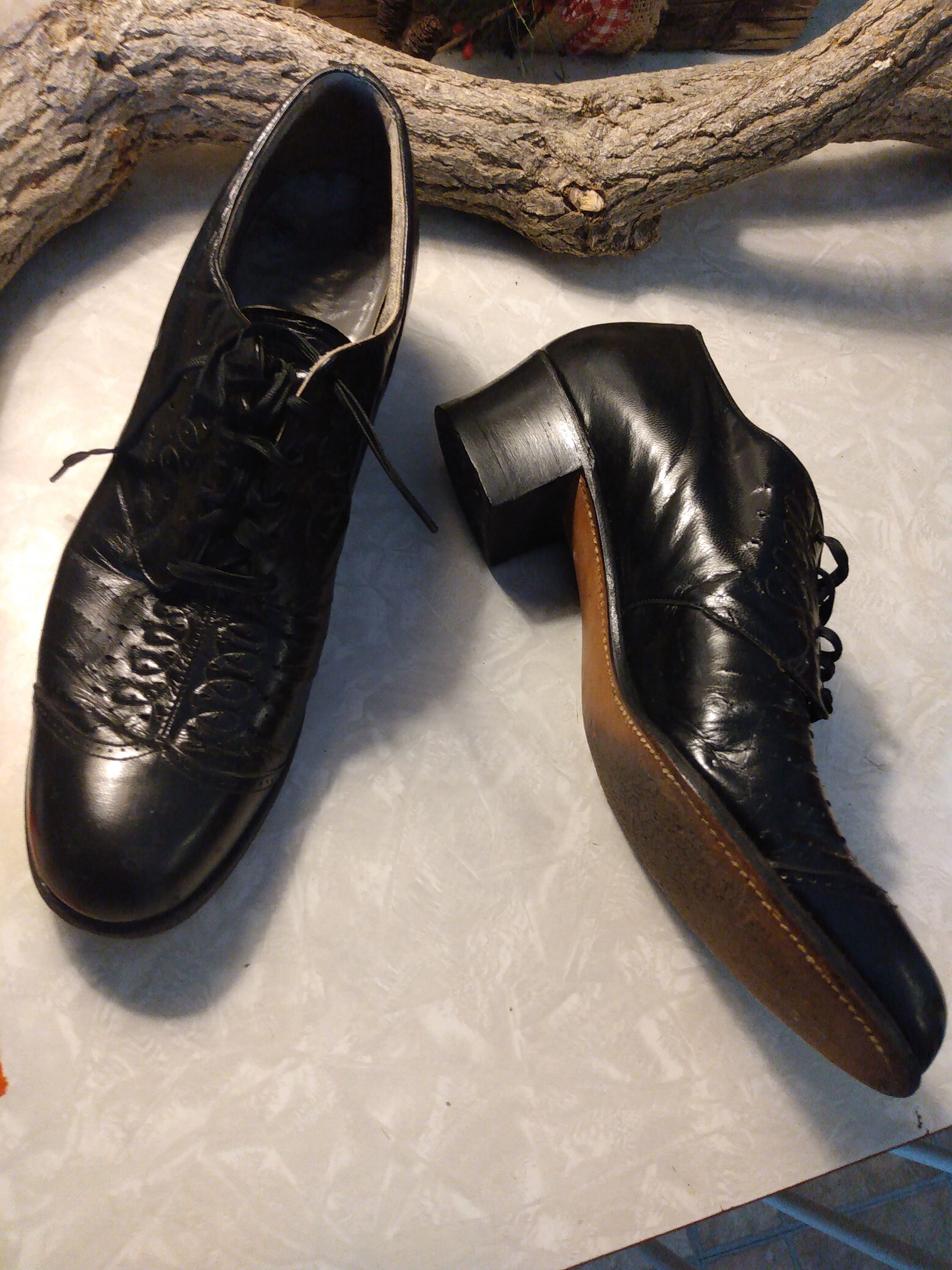 Antique Early 1900's Trim Tred Edwardian Black Leather Lace up Shoes ...