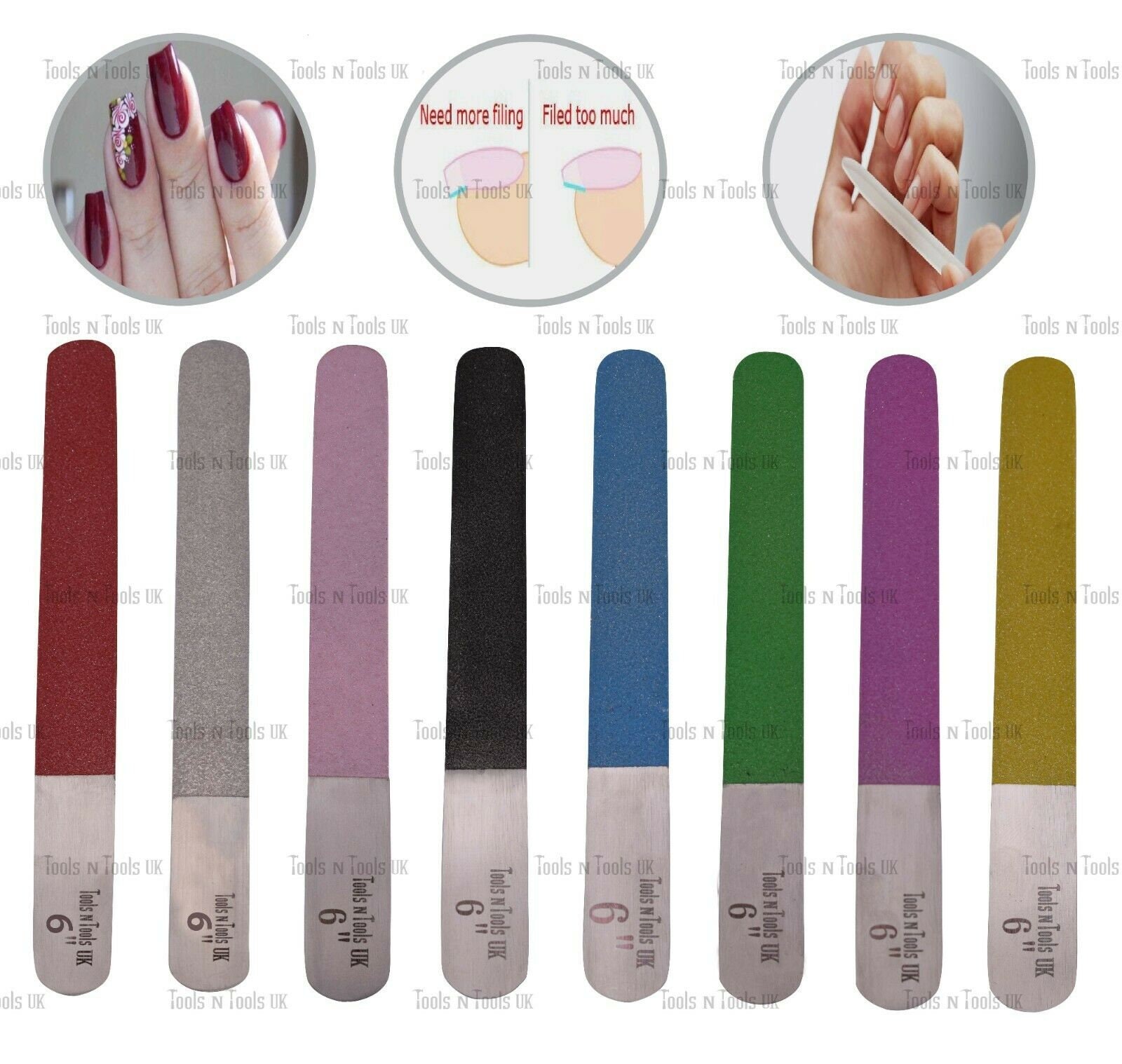 New 6 Various Colours Diamond Deb Foot Skin Nail Files Steel Podiatry ...