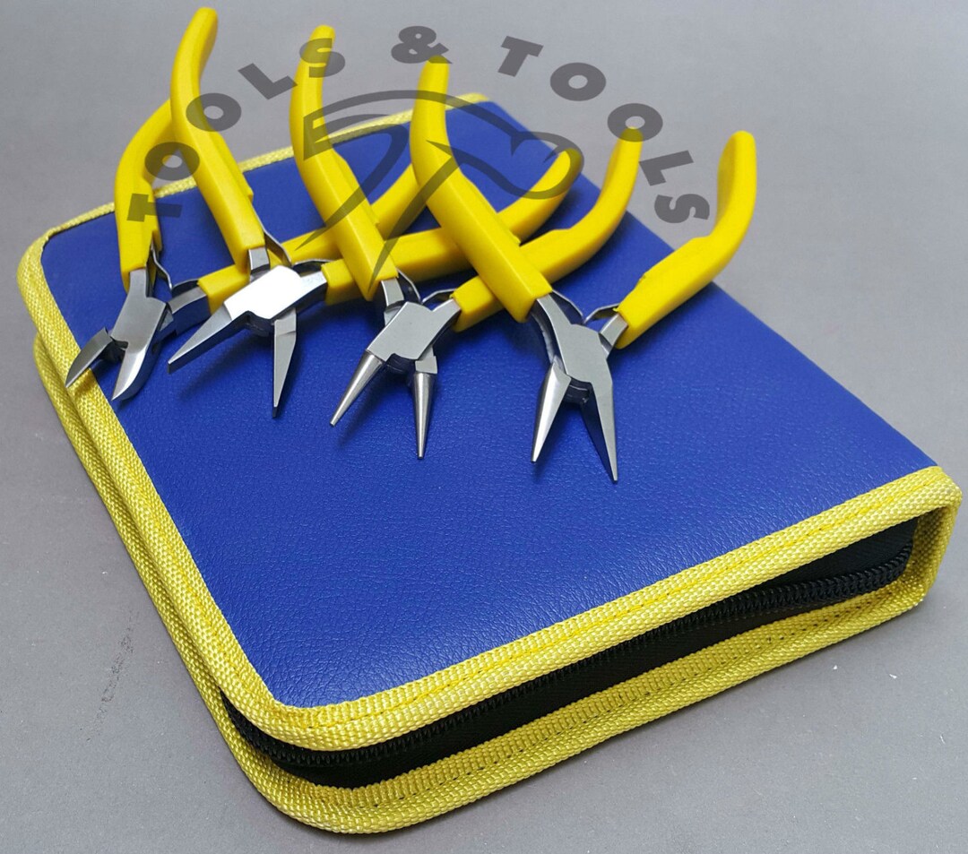 JEWELRY MAKING PLIERS Kit Yellow Molded Handles Hobby Crafts Hand Tool ...