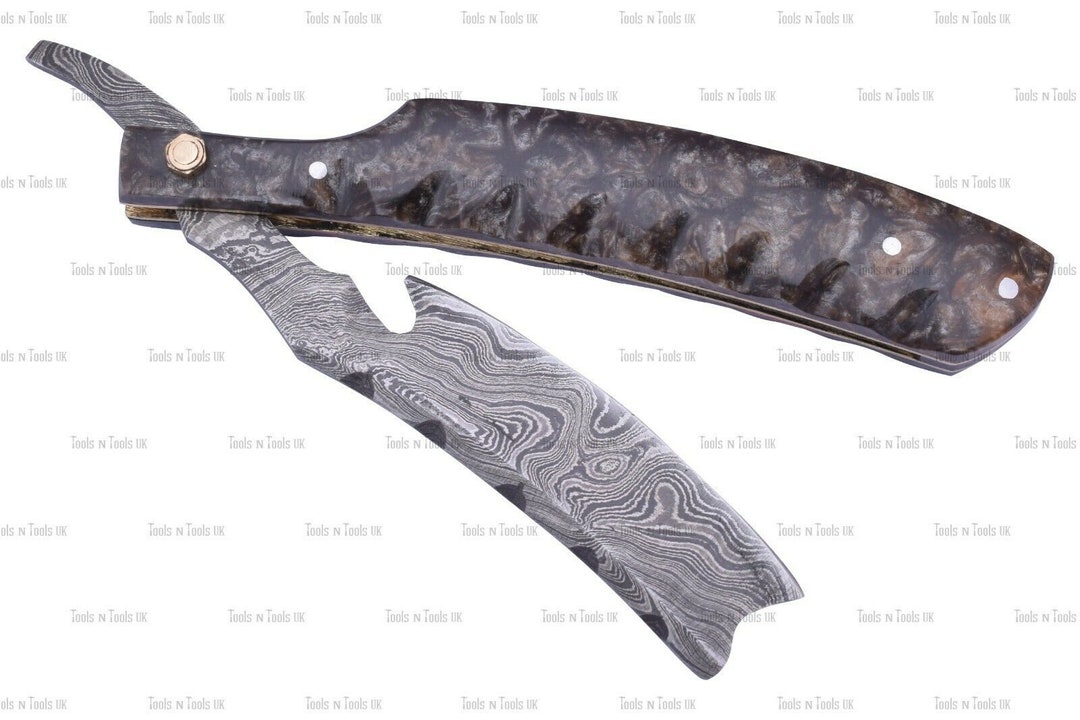 Dam-008 Damascus Steel Straight Razor Cut Throat Dark Brown - Etsy