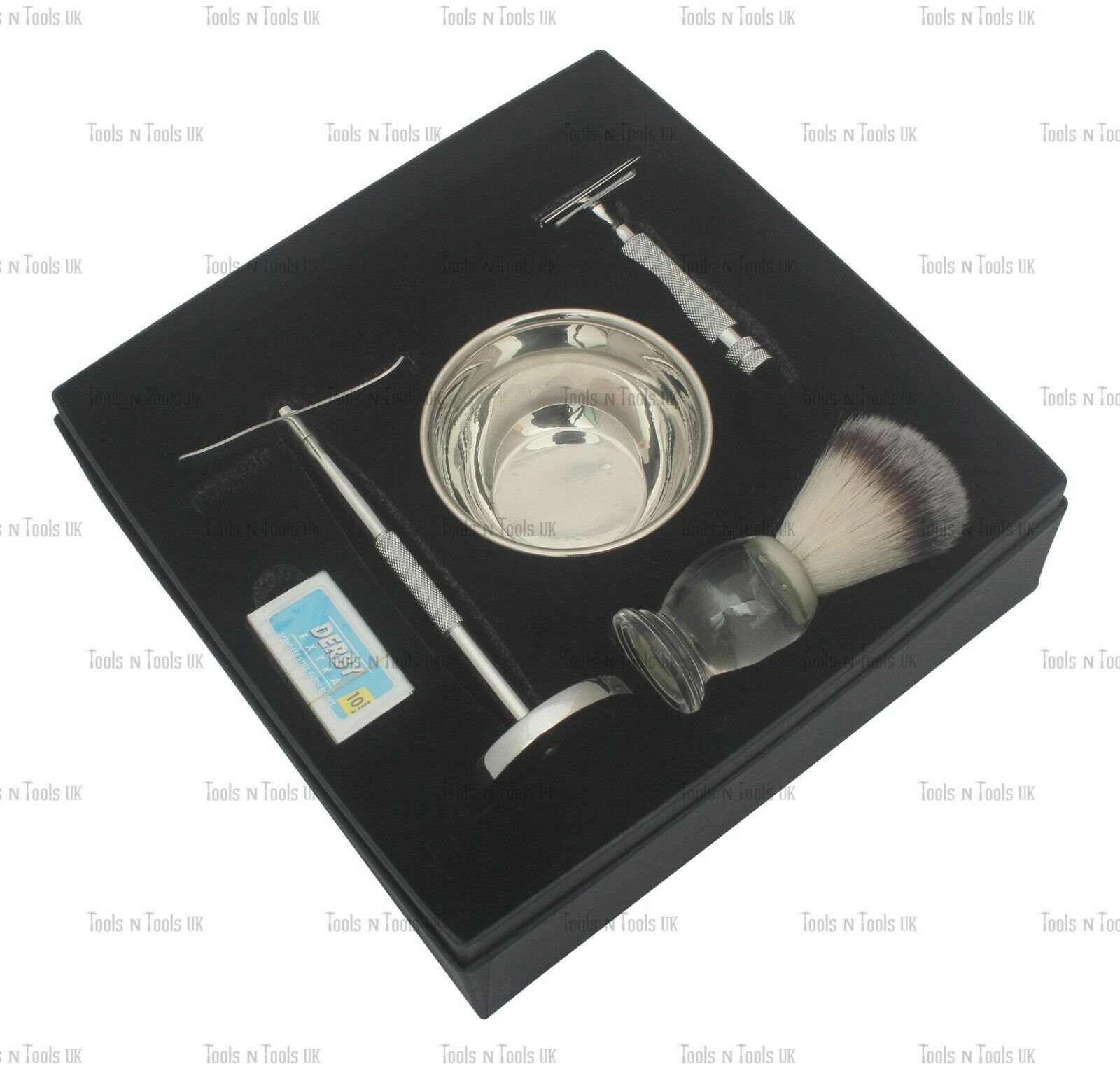 Silver Steel Shaving Set Double Edge Razor Hair Brush Stand | Etsy