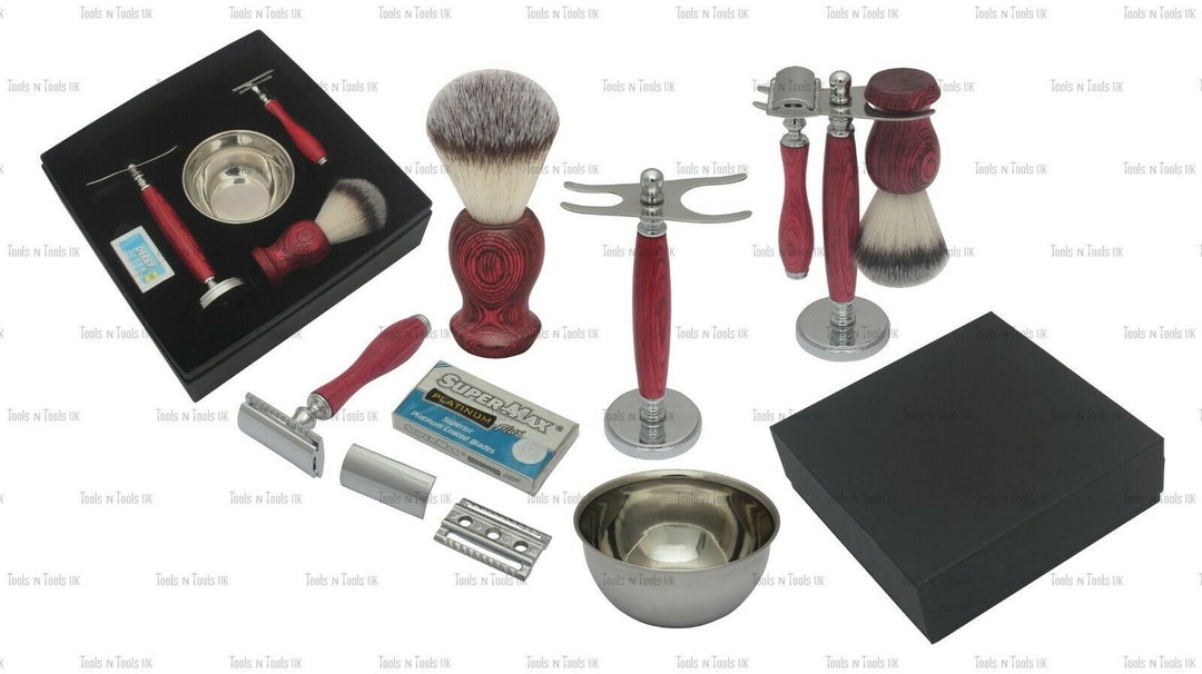 Maroon 5 piezas afeitado Set doble filo razor cepillo de pelo Stand ...