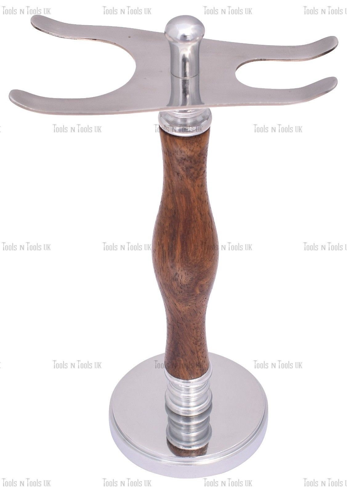 Universal Dark Wood Steel Safety Razor Stand Holder Shaving Brush Stand ...