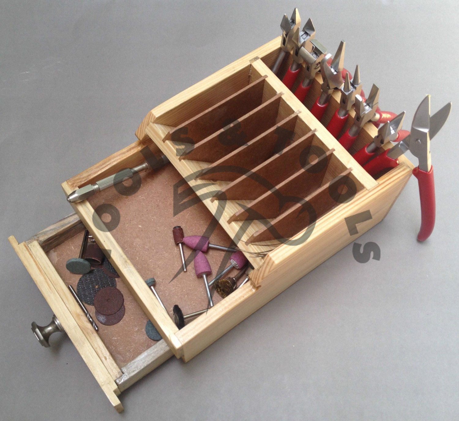 Wooden Pliers Rack With Storage Drawers Bench Tool Organizer | Etsy ...