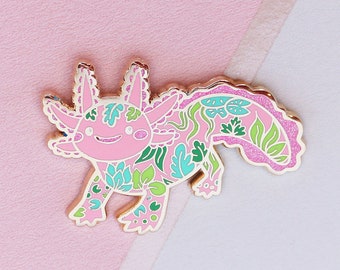 Pink Axolotl Pin, Axolotl Pin, Enamel Pins, Enamel Pin, Axolotl Enamel ...