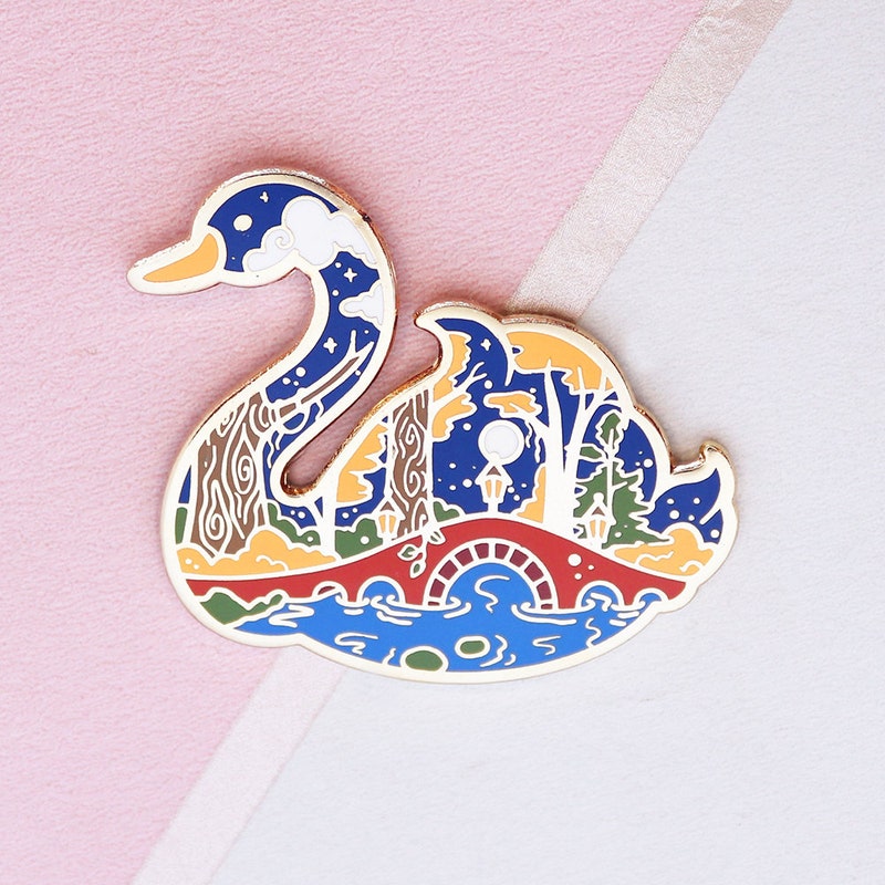 Swan Enamel Pin - Etsy