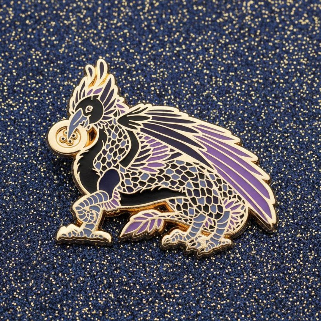 Trinket Button Dragon Enamel Pin - Etsy