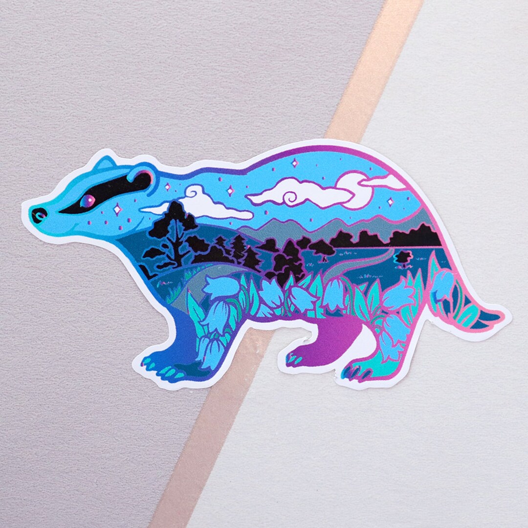 Night Badger Vinyl Sticker - Etsy
