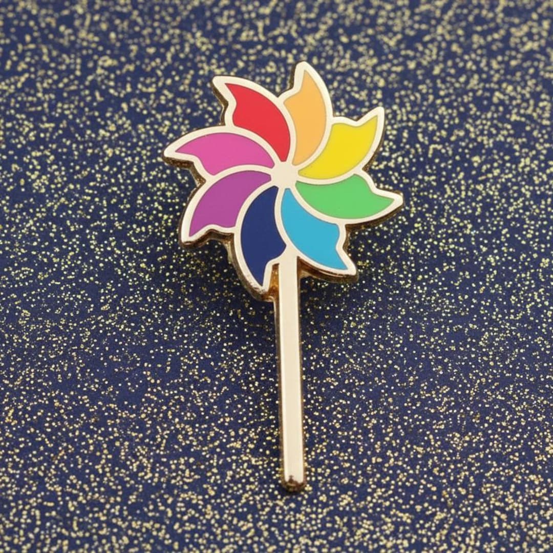 Rainbow Pinwheel Eight Winged Mini Pin - Etsy