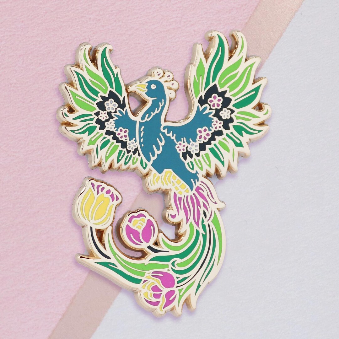 Spring Phoenix Enamel Pin - Etsy