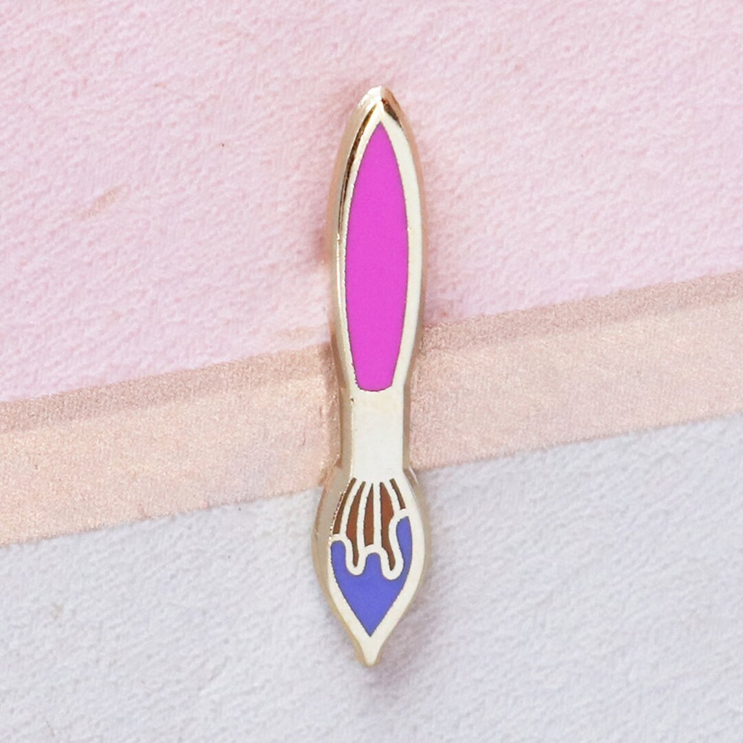 Pink Paintbrush Mini Pin - Etsy