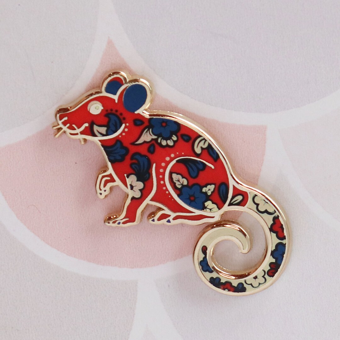 Red Rat Zodiac Enamel Pin - Etsy