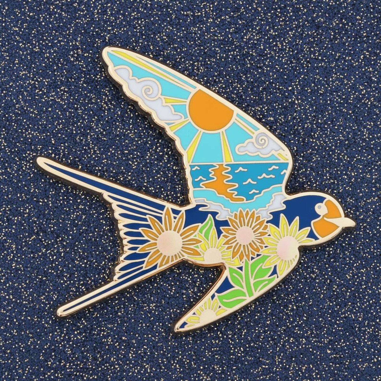 Swallow Summer Enamel Pin - Etsy