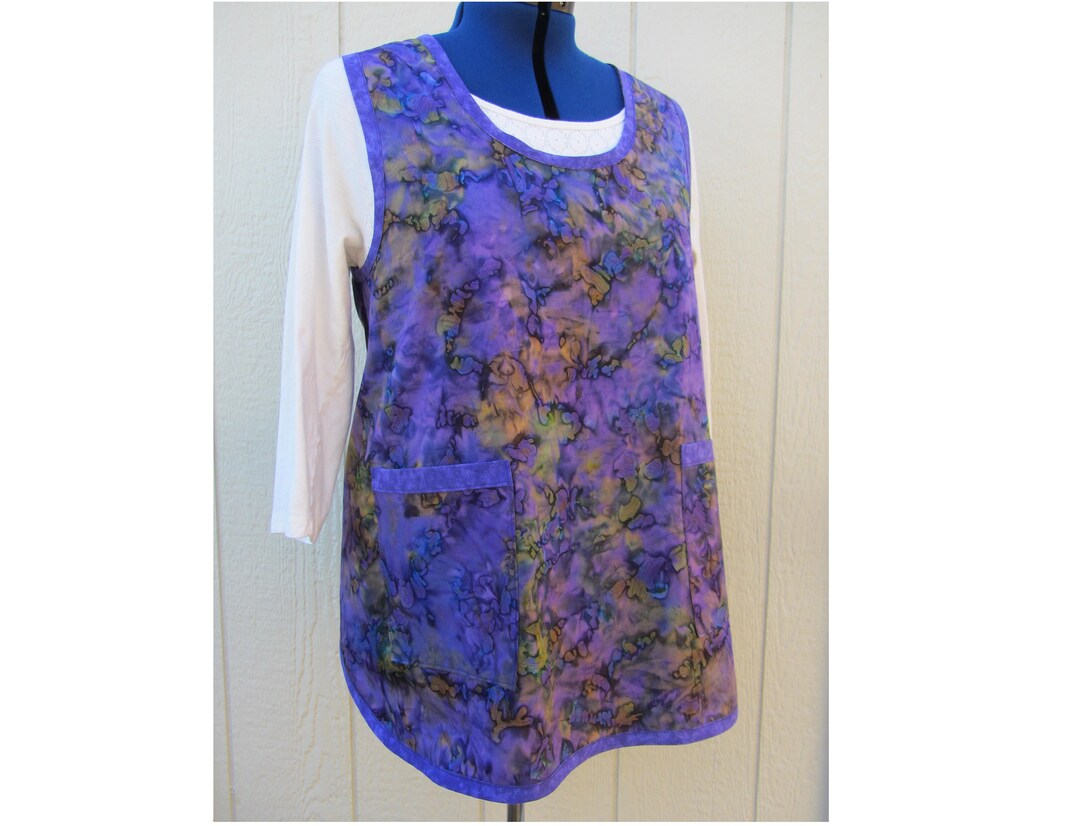 Purple Batik Kitchen Smock - Etsy