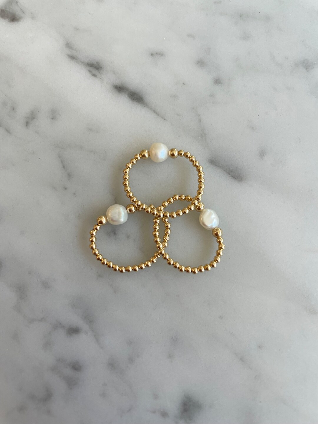 Gold Filled Pearl Beaded Ring | Stacking Rings for Women | Cute Beaded ...