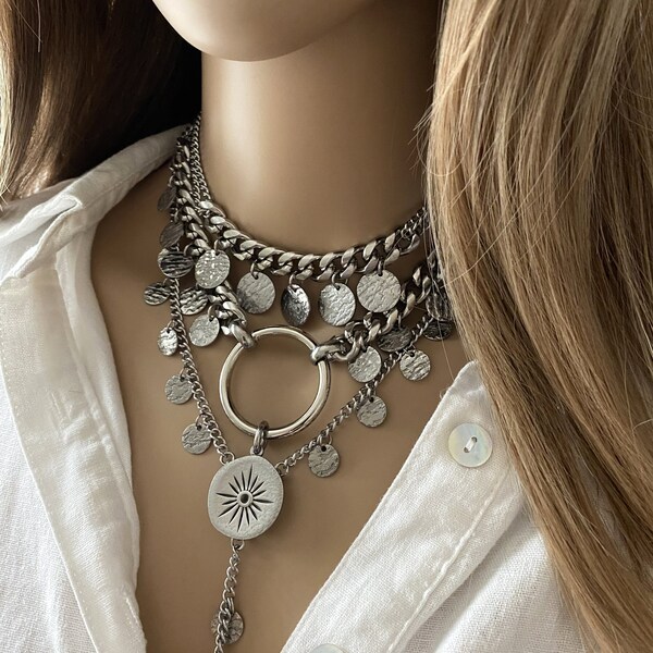 Multi Layer Necklace - Etsy