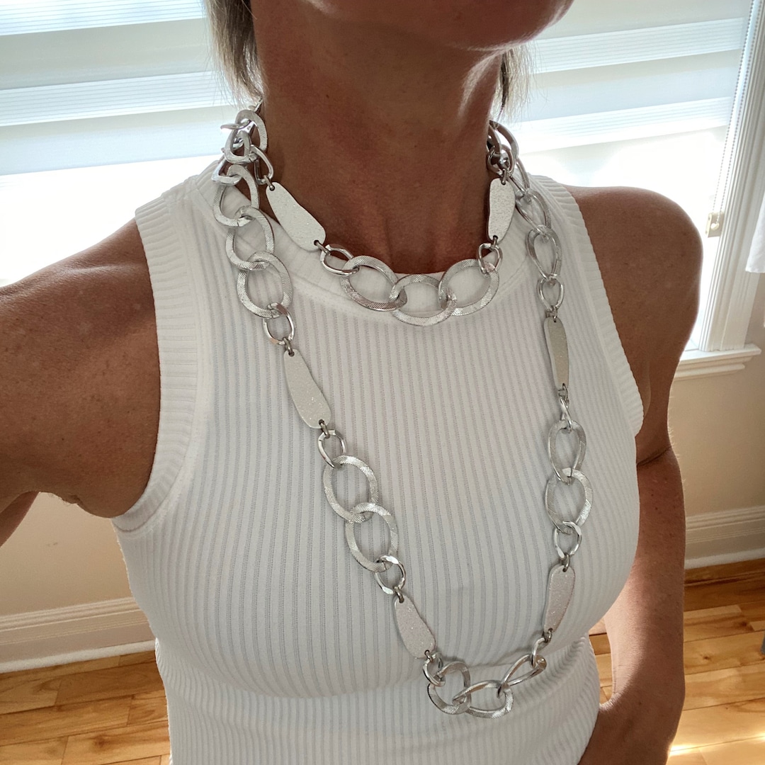Chunky Oversize Aluminum Chain Necklace for Women Double - Etsy