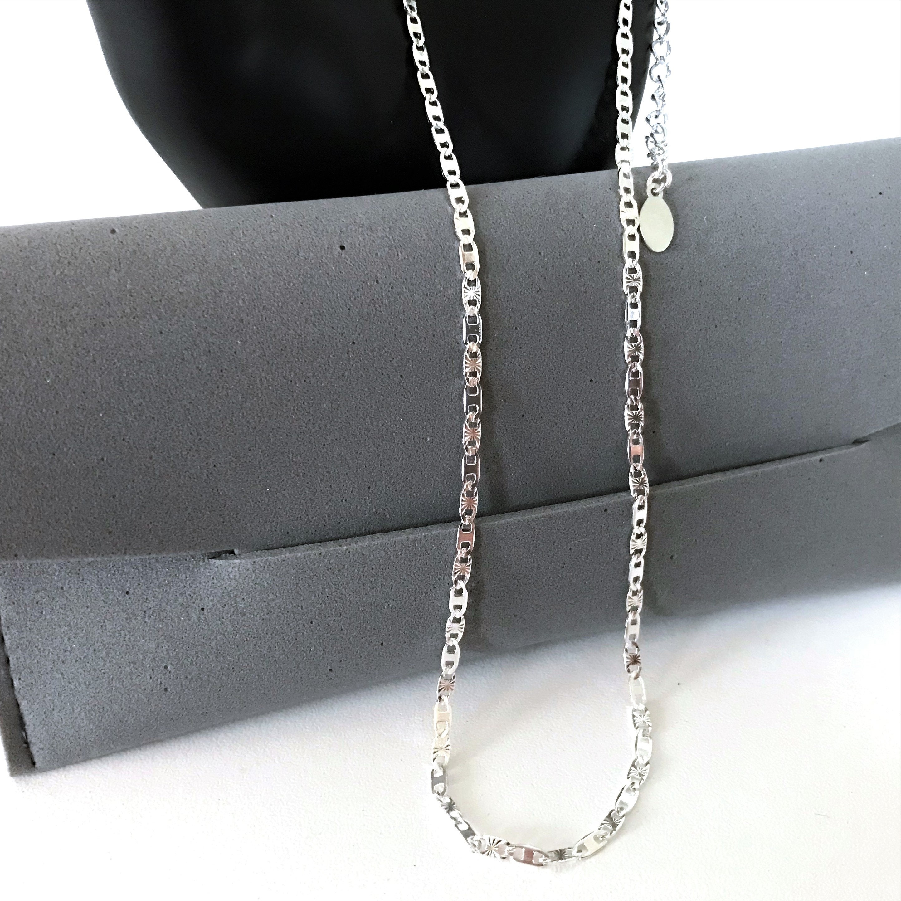 Thin short silver chain necklace mariner link long lasting | Etsy