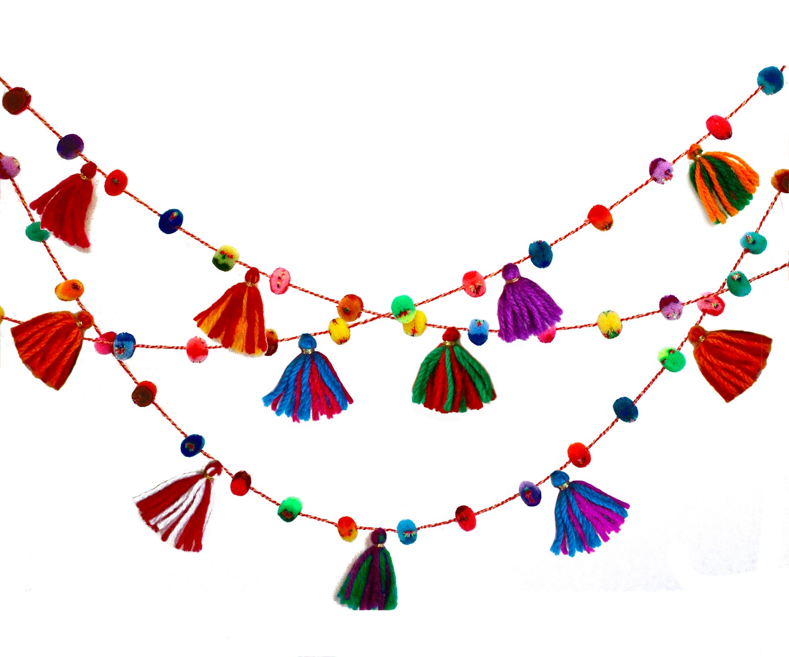 PERUVIAN Pom Pom Tassels Garland Ethnic Garland Pom Pom - Etsy