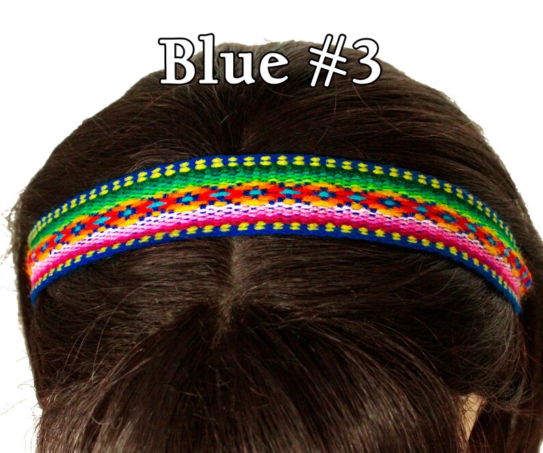 BLUE Peruvian Fabric Headband Peruvian Blue Trim Multicolor - Etsy