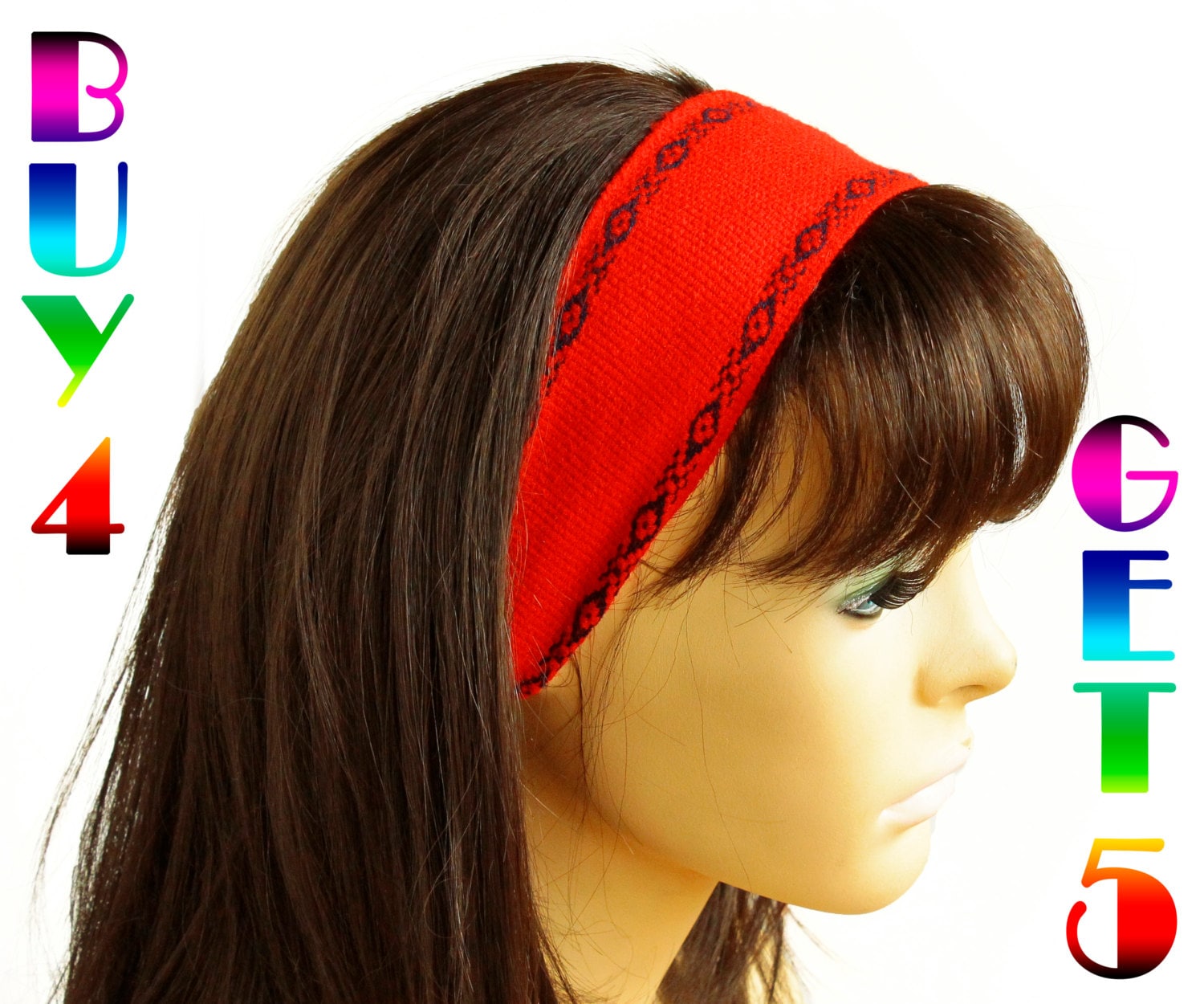 Vincha roja Turbante boho bohemio vincha ancha de tela | Etsy