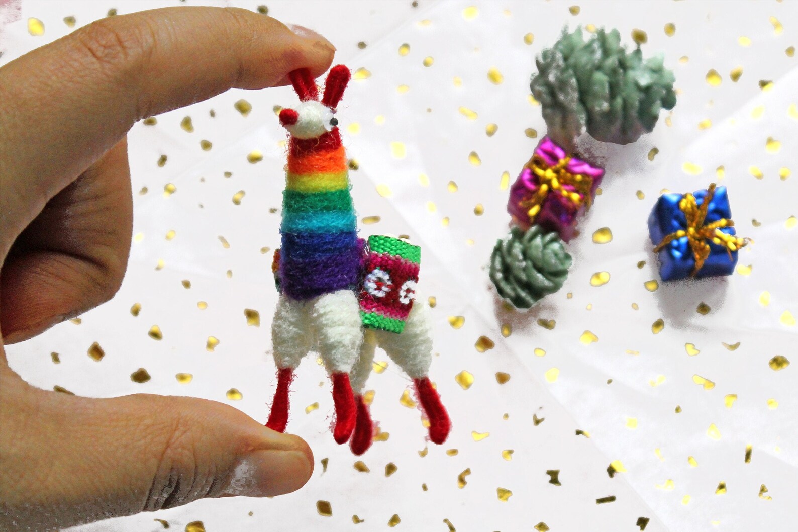 Miniature Llama Peruvian Christmas Ornaments, White Llama Tree Ethnic ...