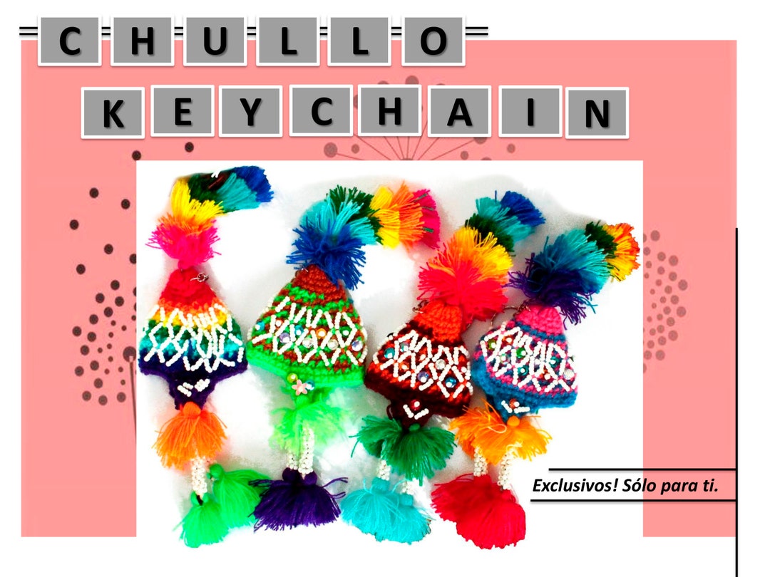 PERUVIAN CHULLO Keychain. Pom Pom Chullo Charm Accessory. Ethnic Boho ...