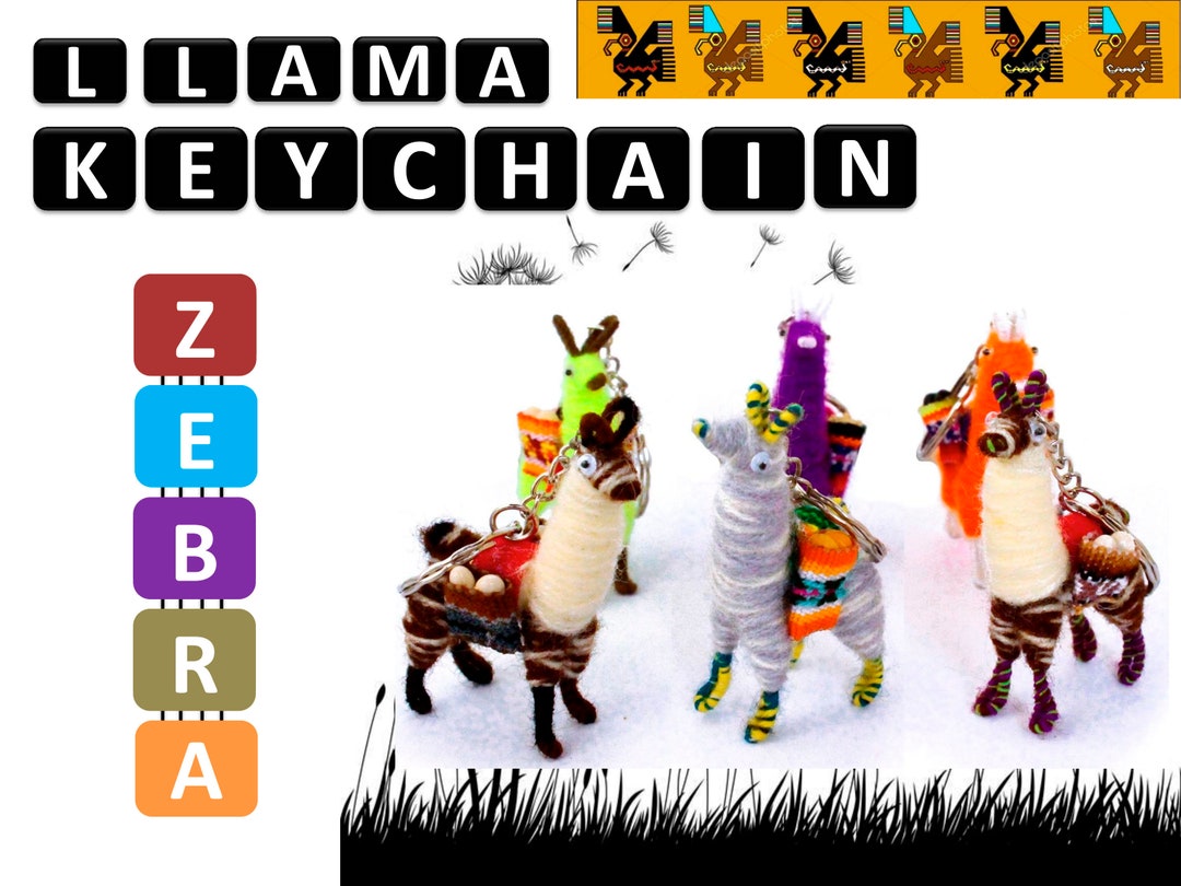 3x 6x 11x Tiny Llama Keychain, Zebra Pattern Llama, Neon Llama, Ethnic ...