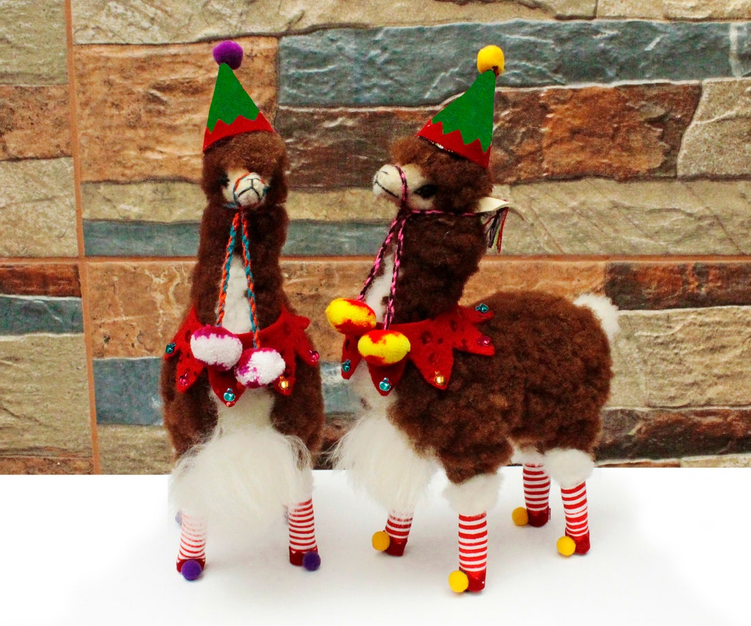 Brown Elf Peruvian Stuffed Alpaca Christmas Tree Ornament Gift Ideas ...