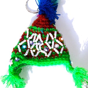 PERUVIAN CHULLO Keychain. Pom Pom Chullo Charm Accessory. Ethnic Boho ...