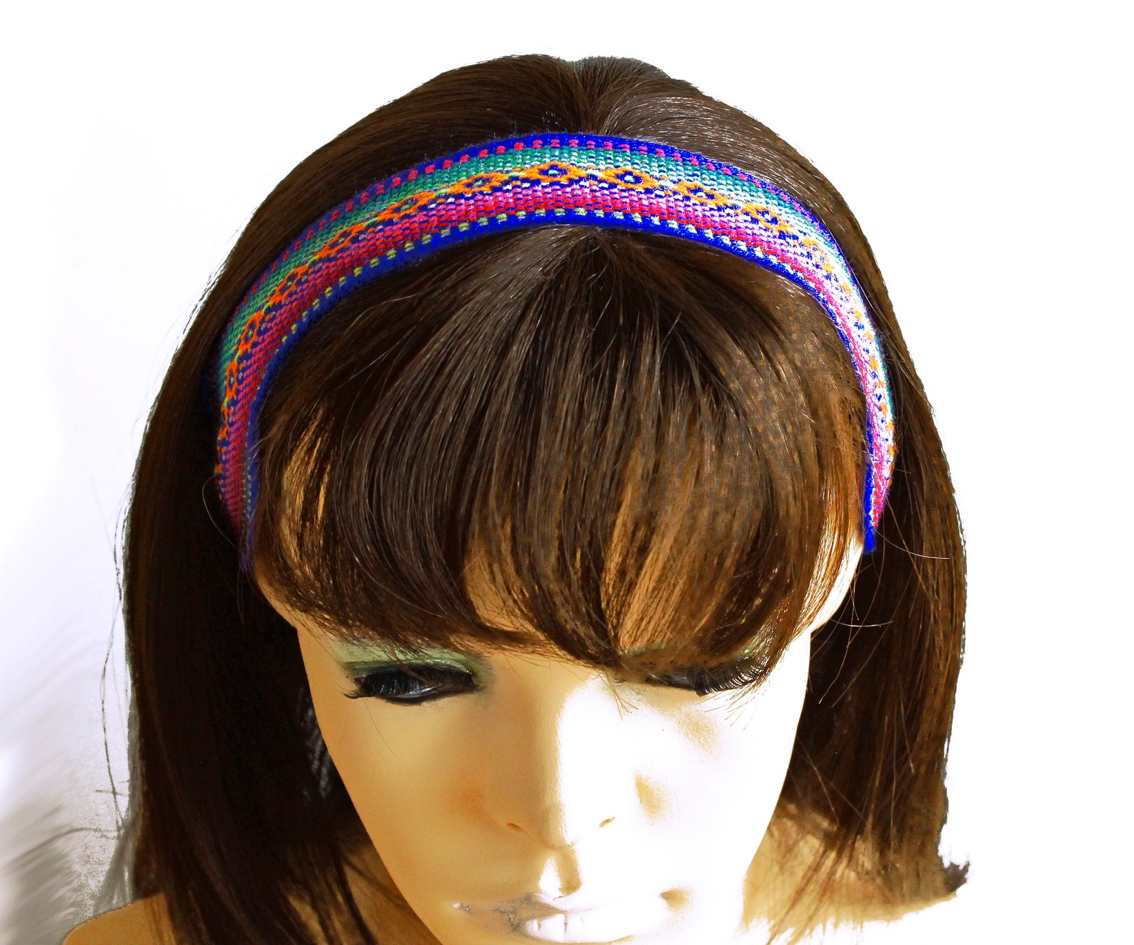 BLUE Peruvian Fabric Headband Peruvian Blue Trim Multicolor - Etsy