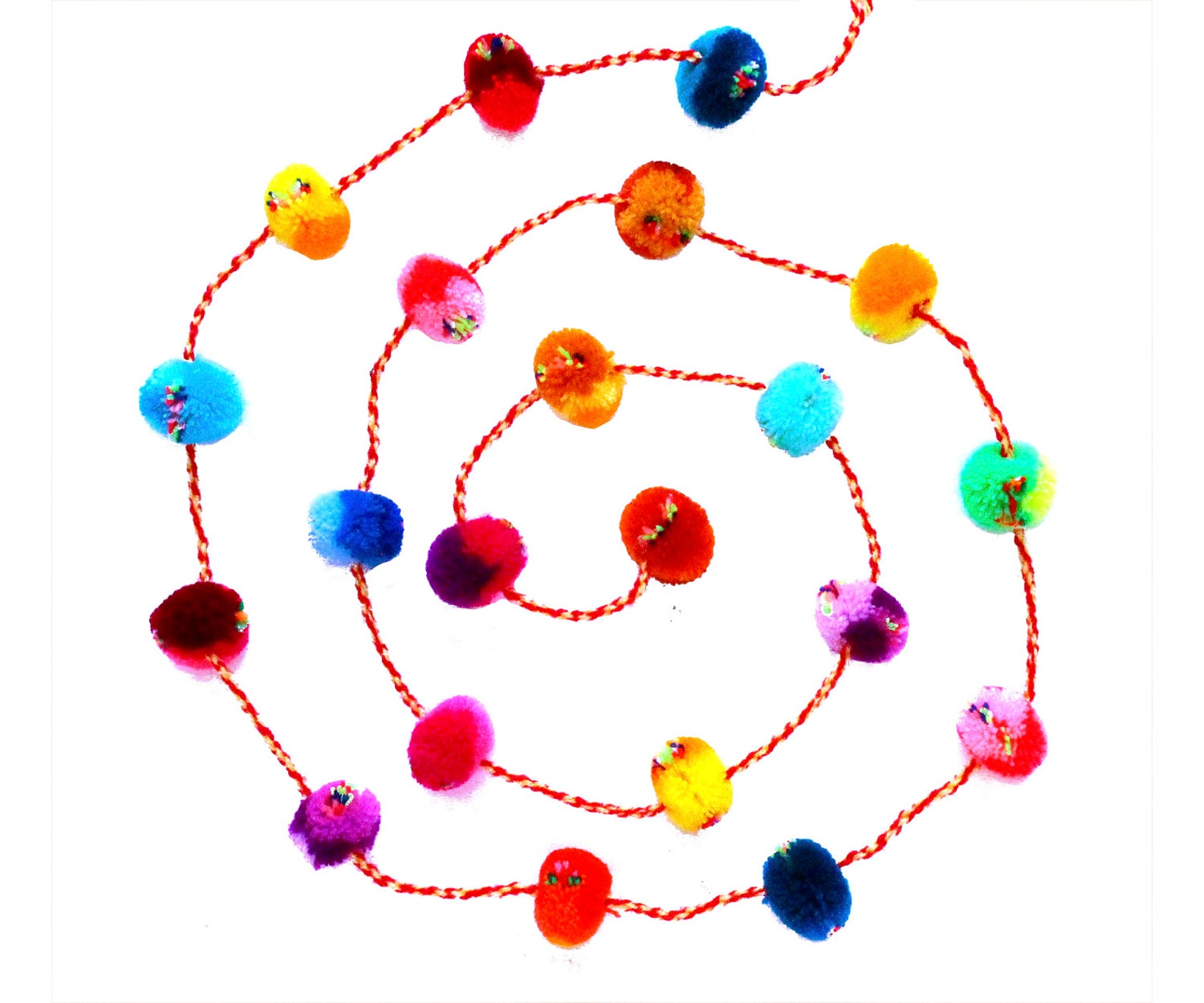 PERUVIAN Pom Pom Tassels Garland, Ethnic Garland, Pom Pom Banner, Multi ...