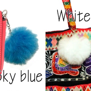 ALPACA FUR Pom Pom Keychain. Pom Pom Charm Accessory. Ethnic Boho Chic ...