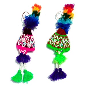 PERUVIAN CHULLO Keychain. Pom Pom Chullo Charm Accessory. Ethnic Boho ...