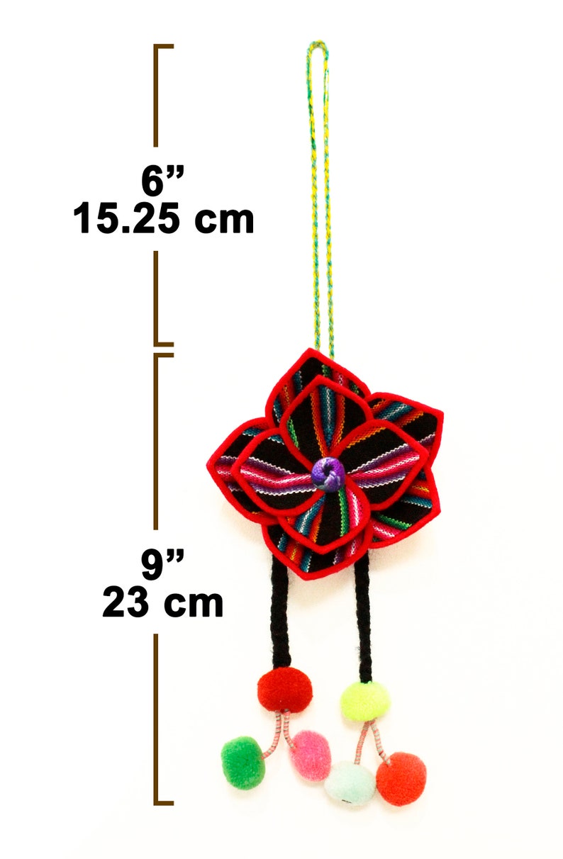 PERUVIAN Fabric Flower Pom Pom Keychain Pom Pom Bag Charm - Etsy
