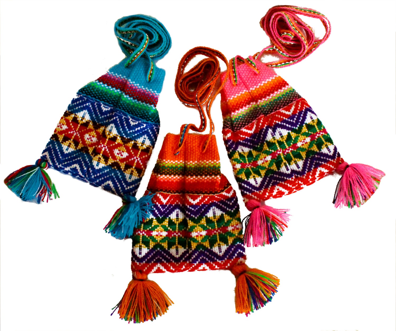Peruvian Favor Party Bags, Multicolor Tribal Boho Gift Bag, Woven ...