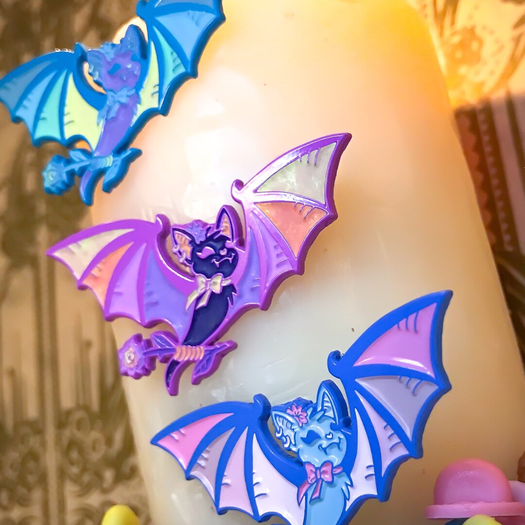 Pastel Bats Enamel Pins 2023, Bat Enamel Pins, Cute Bat Art, Creepy ...