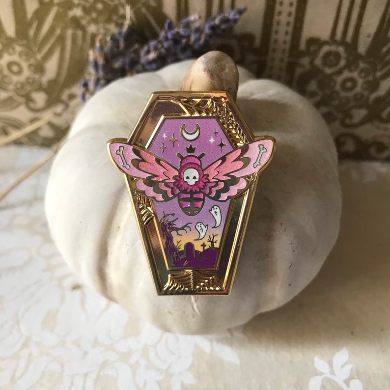 Graveyard Shift Pins Moth Pins Coffin Pins Death Moth Pins - Etsy