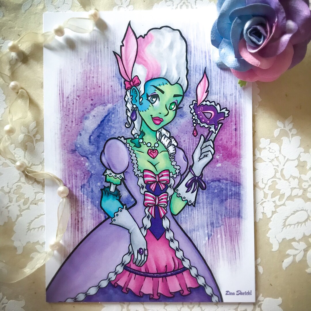 Monster Masquerade Zombie Art Print, Pastel Goth Art, Creepy Cute Art ...