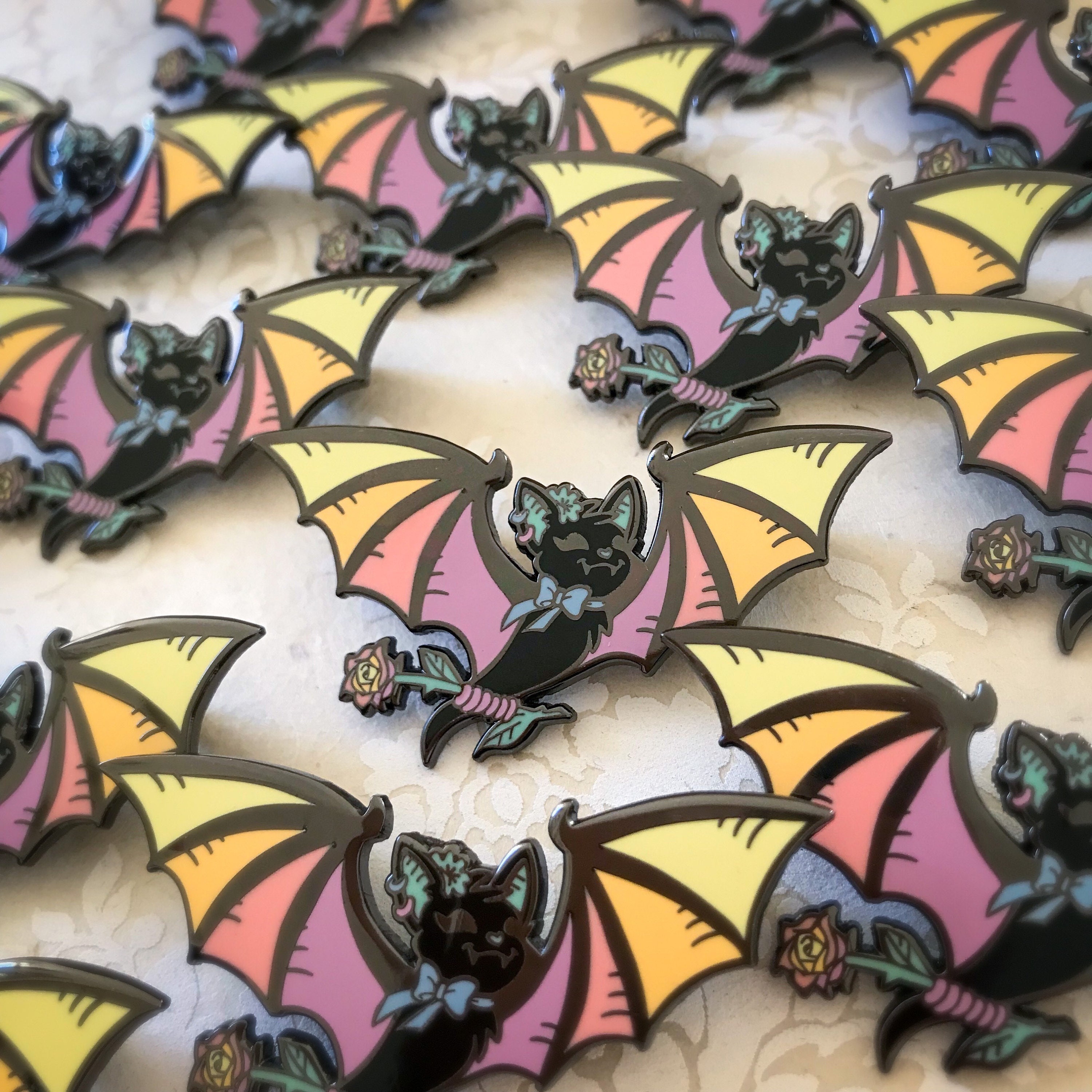 Pastel Bats Enamel Pins 3rd Ed Creepy Cute Bat Pins Rainbow - Etsy