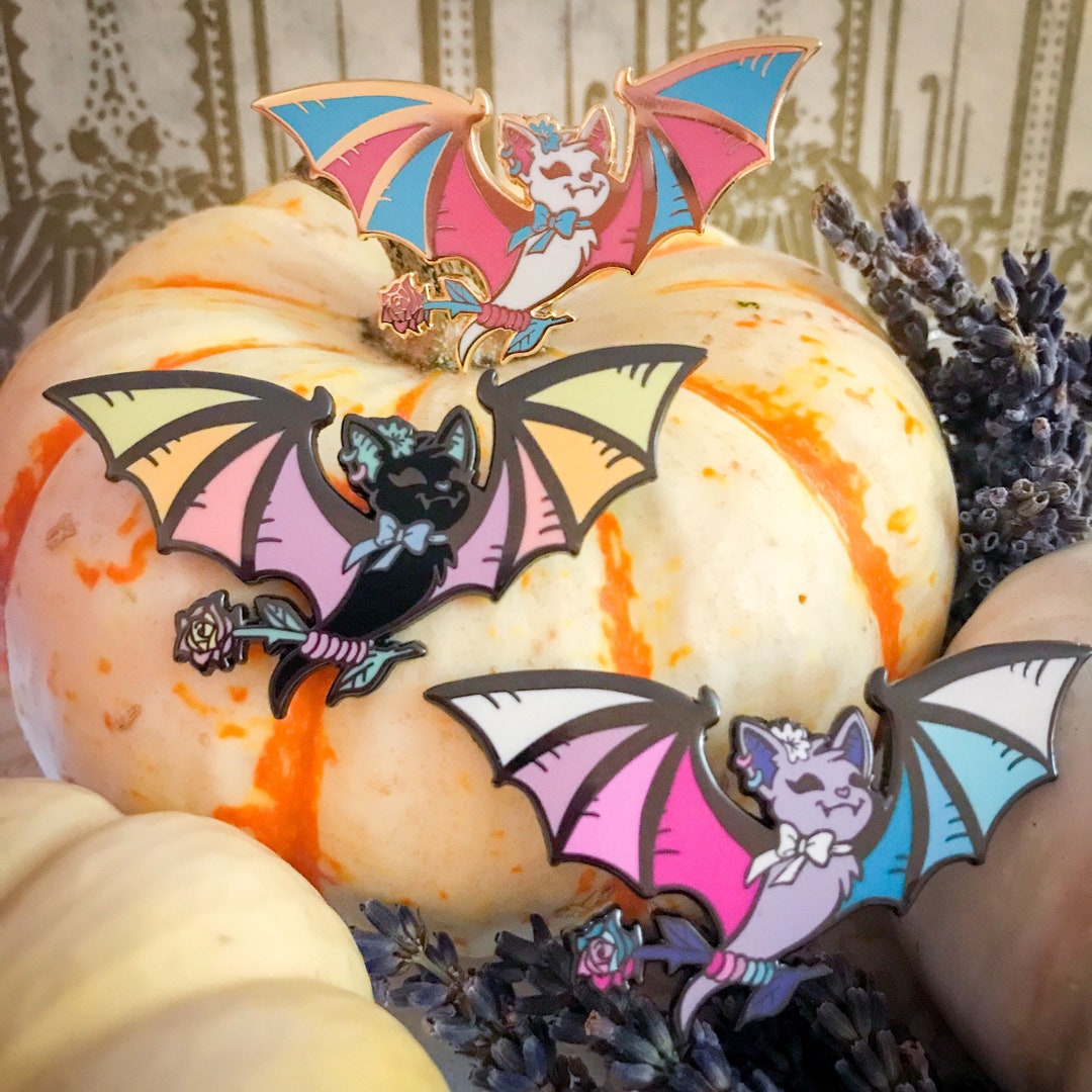 Pastel Bats Enamel Pins 3rd Ed, Creepy Cute Bat Pins, Rainbow Enamel ...