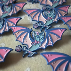 Pastel Bats Enamel Pins 2023, Bat Enamel Pins, Cute Bat Art, Creepy ...