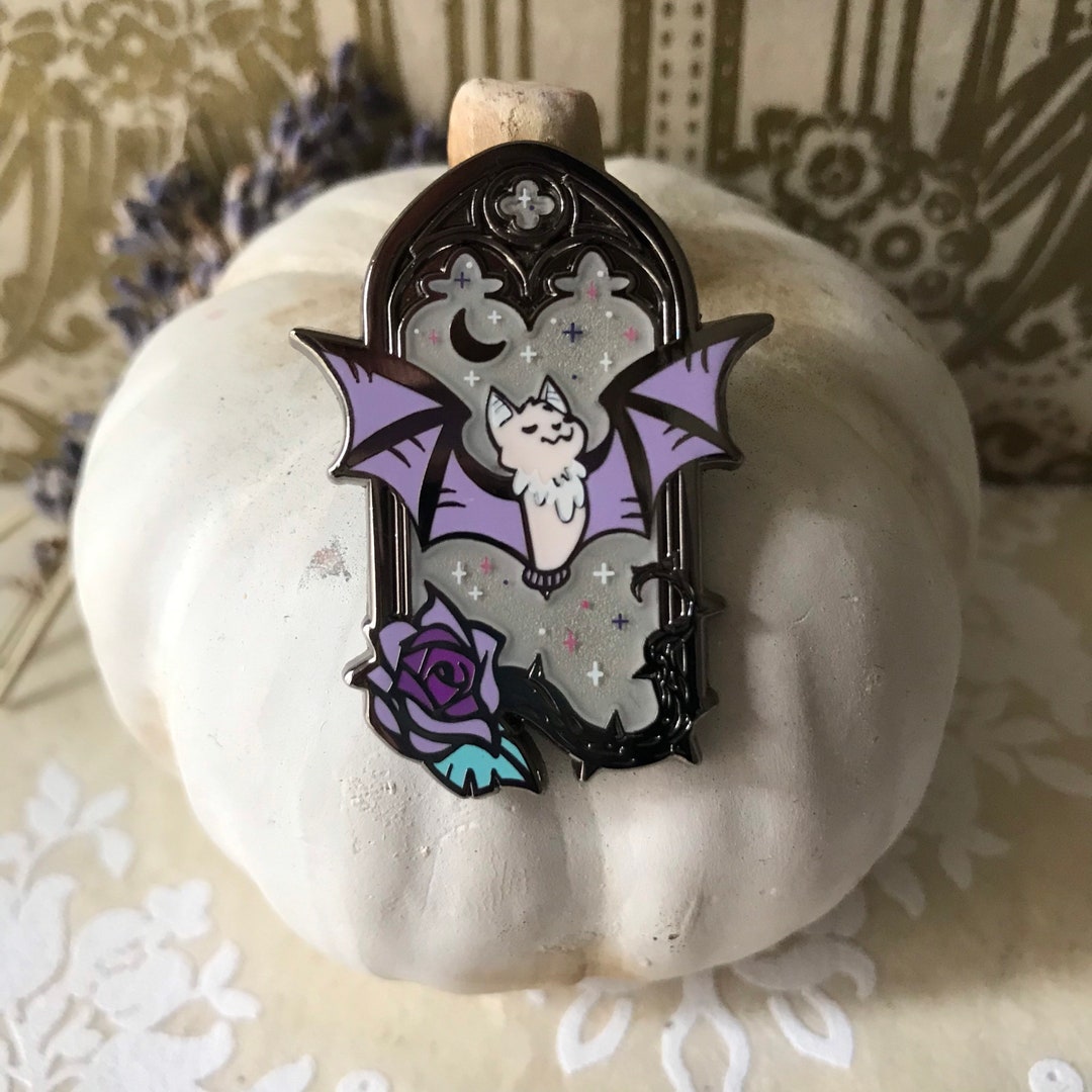Gothic Nights Enamel Pins, Bat Pins, Bat Enamel Pins, Pastel Goth Pins ...