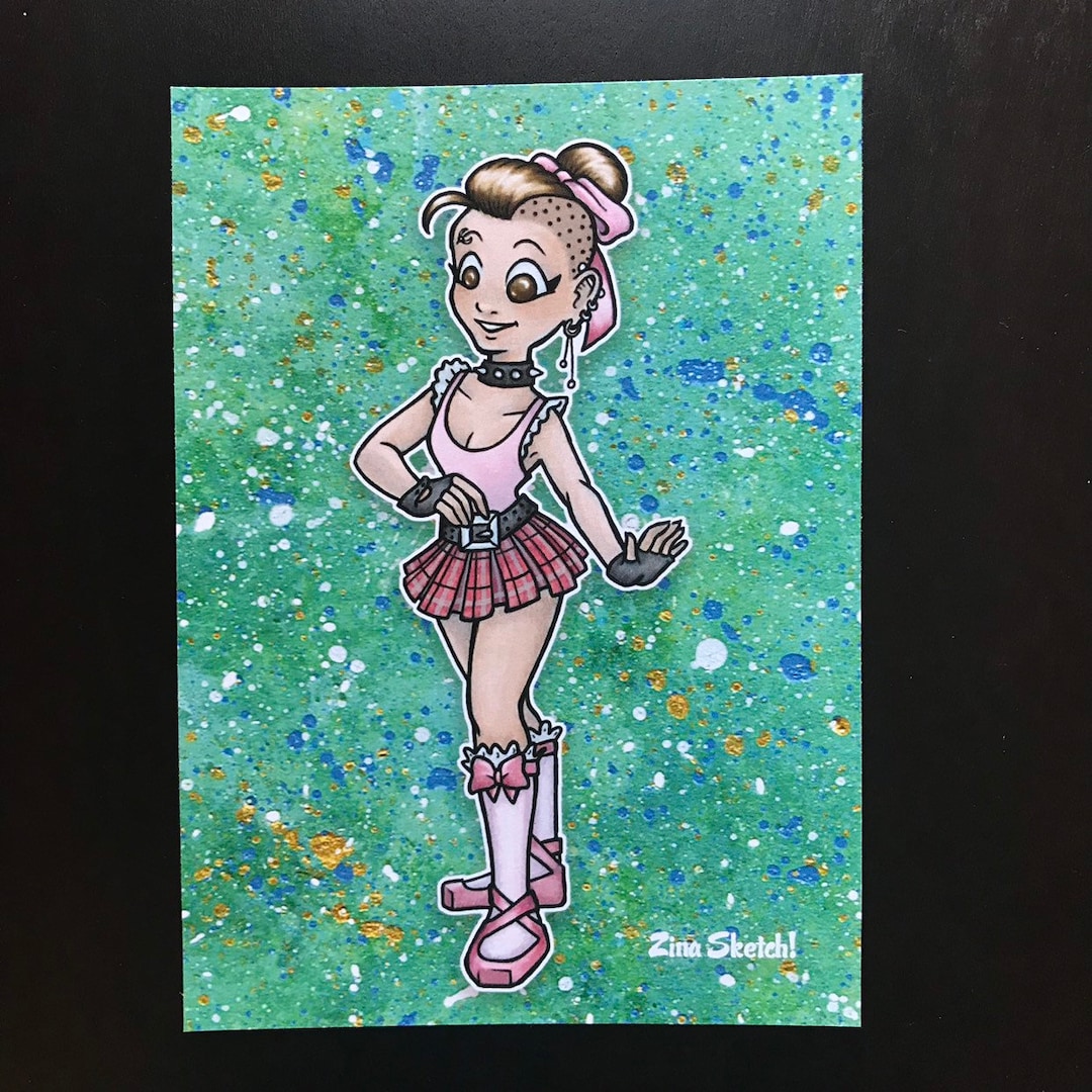 Pretty in Punk Print, Ballerina Art Print, Punk Art Print, Pink Pastel ...