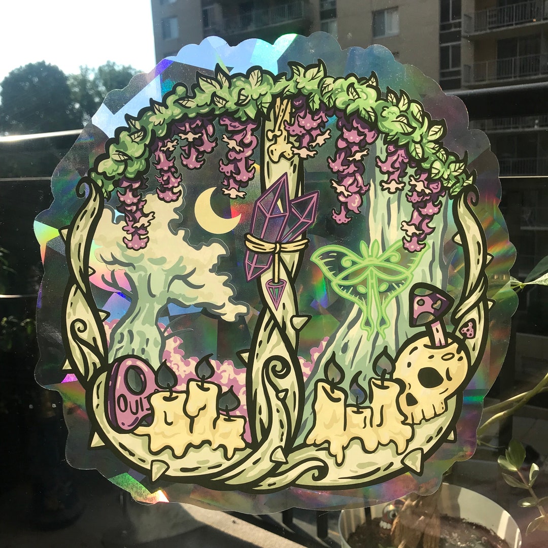 Witchy Window Suncatcher Window Decals, Creepy Cute Window Decals ...