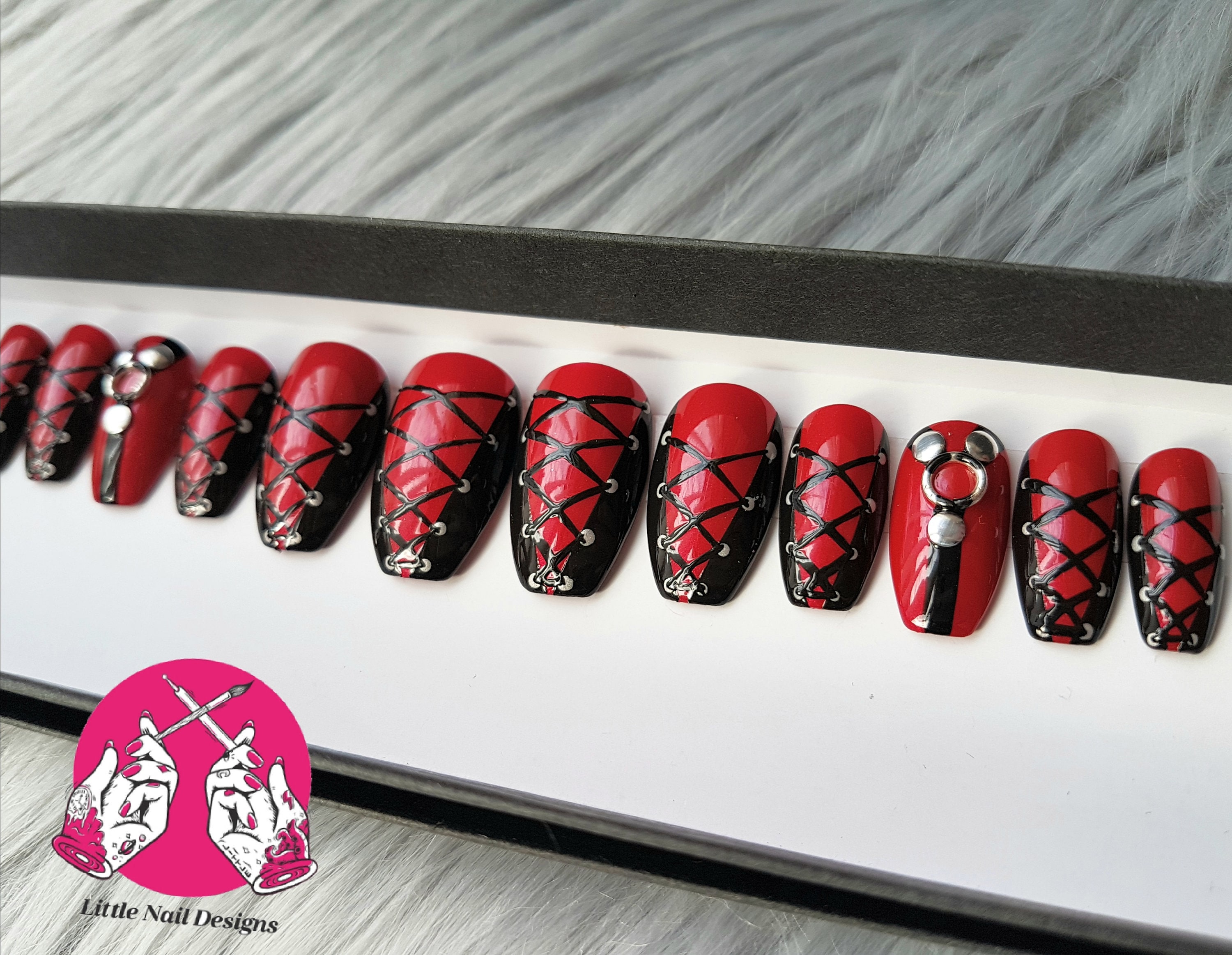 Corset Burlesque BDSM Gothic False Nails Little Nail - Etsy UK