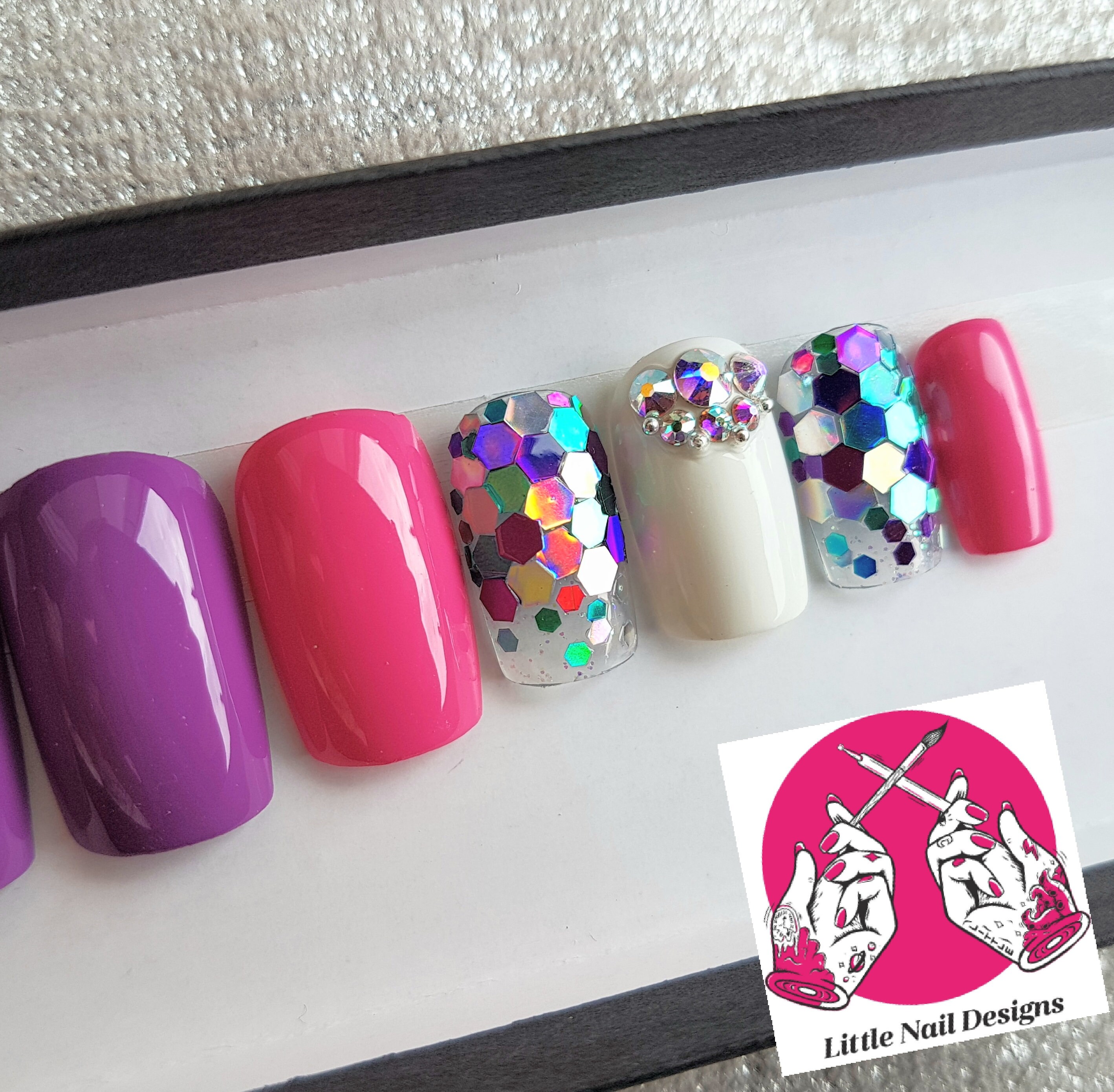Hand Painted Pretty False Nails Prom Birthday Party - Etsy