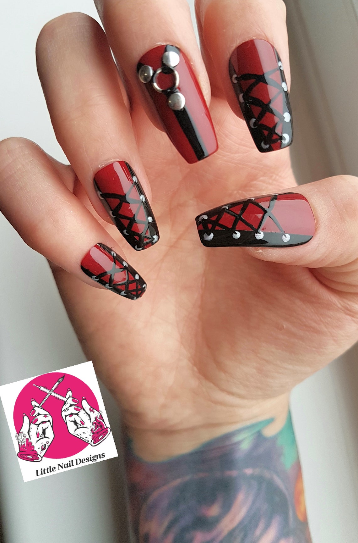 Corset Burlesque BDSM Gothic False Nails Little Nail - Etsy